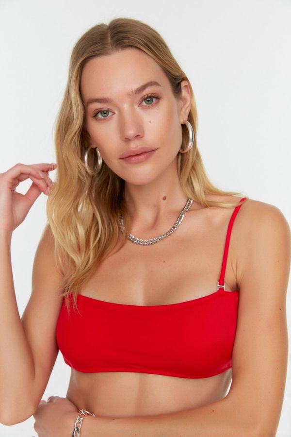 TRENDYOL RED BACK DETAIL BANDEAU BIKINI TOP