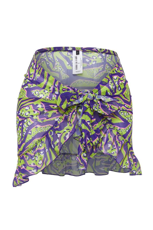 TRENDYOL ANIMAL PATTERNED MINI KNITTED CHIFFON PAREO