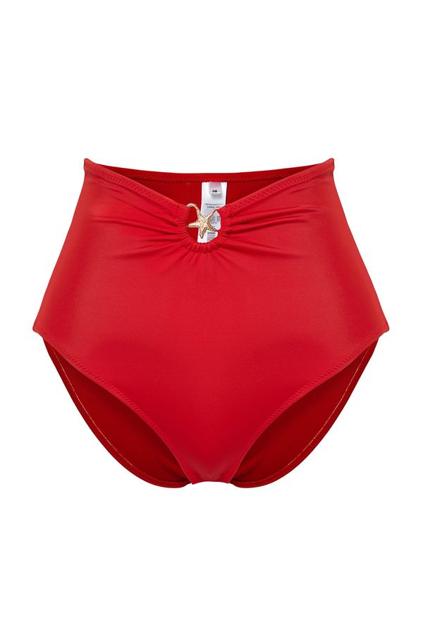 TRENDYOL RED*003 HIGH WAIST REGULAR BIKINI BOTTOMS WITH PLAIN PANTIES