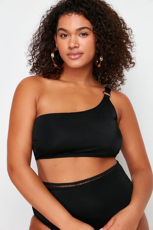 TRENDYOL CURVE BLACK ONE SHOULDER BIKINI TOP