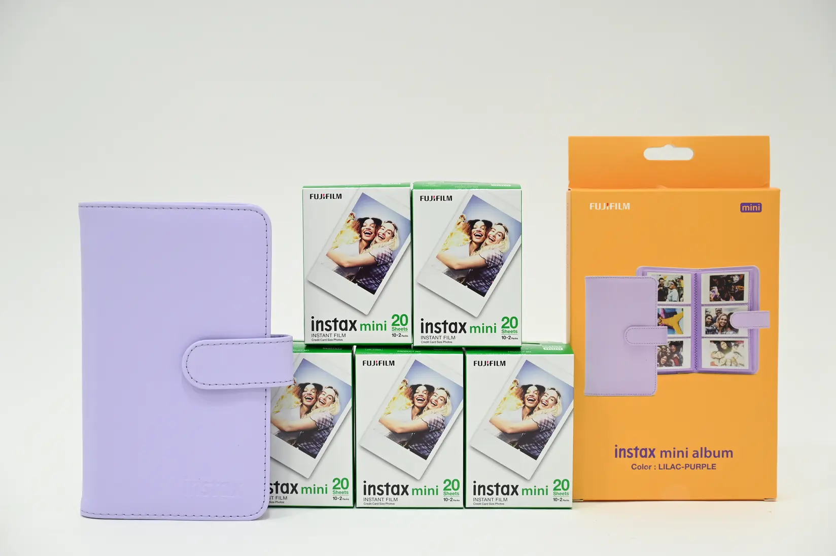 FUJIFILM Set od 5 filmova za fotoaparat Instax Mini Glossy i album za slike, Ljubičasti