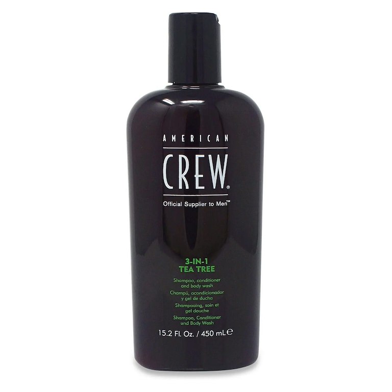 American CREW 3u1 Tea tree Šampon, regenerator i gel za tuširanje za muškarce, 450ml