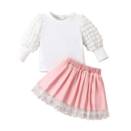 BUBU Komplet bluza i suknja za bebe, Roze-beli