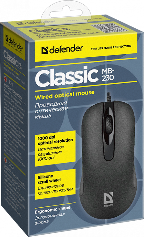 Miš Defender Classic MB-230 opticki 1000dpi Black