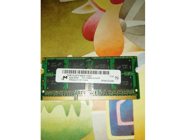 Memorija SO-DIMM Micron 4GB PC3-10600 DDR3-1333MHz