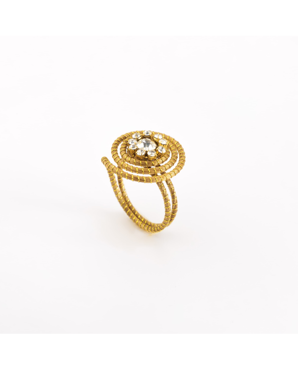 Coiled Ring With Chain Rhinestones An-14