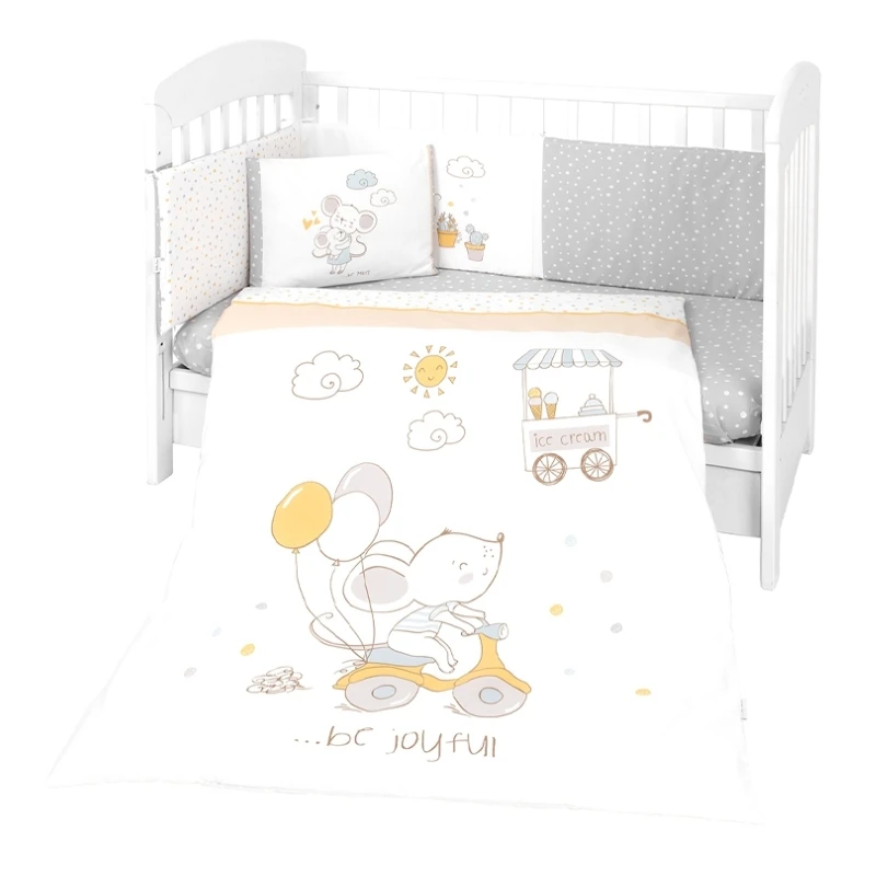 Kikka Boo komplet posteljina za krevetac 6u1 Joyful Mice