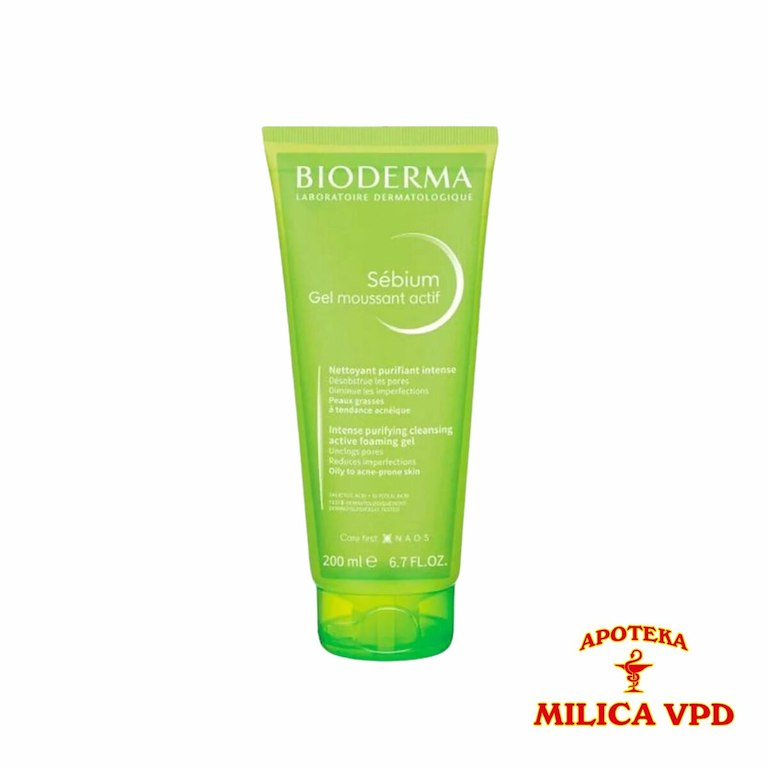 Bioderma Sebium Gel Moussant Actif Aktivni gel za umivanje masna do aknama sklona koža 200ml