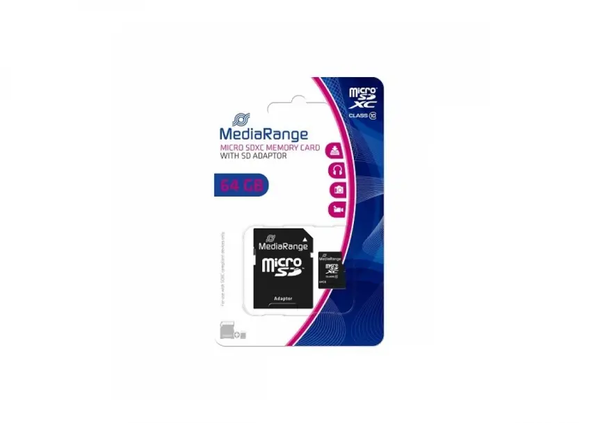 MEDIARANGE 64GB MICRO SDHC+ADPTER/C10