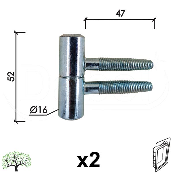 Šarka uvrtna za vrata SP055 ZnB fi16x52/47mm 60kg DP1 - 2 kom