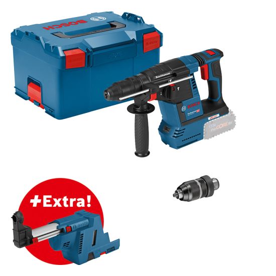 Bosch hamer bušilica GBH 18V-26 F Solo bez baterije i punjača + adapter za usisavanje GDE 18V-16 u L-Boxx 238 (061191000K)