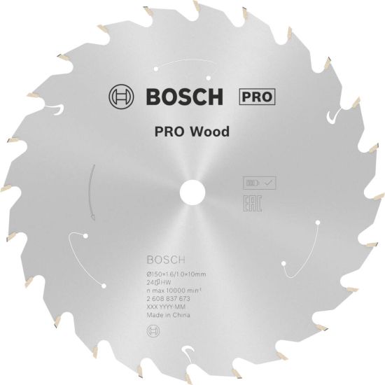 Bosch PRO Wood list za akumulatorsku kružnu testeru 150x1.6x10 mm 24z ATB max 10.000 o/min (2608837673)