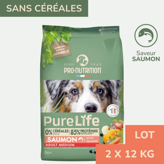 Pro Nutrition Dog Pure Life Adult Medium losos 12kg