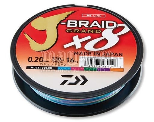 Kanap Daiwa J-Braid X8 150m 022 multicol. 12755-022