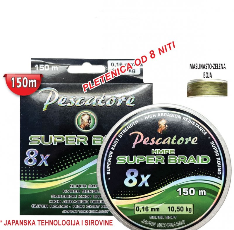 Kanap Pescatore 8x Super Braid 150m 010 6.8kg