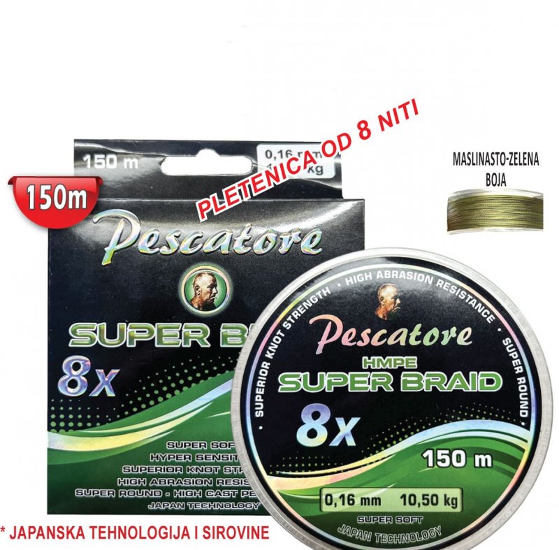 Kanap Pescatore 8x Super Braid 150m 025 16.8kg