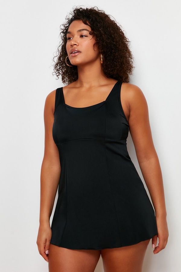TRENDYOL CURVE BLACK SQUARE NECK COMPRESSION SWIMSUIT