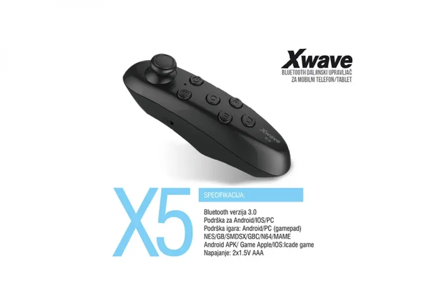 Xwave X5 crni BT daljinski upravljač za mobil/smart TV/IOS/PC/Android