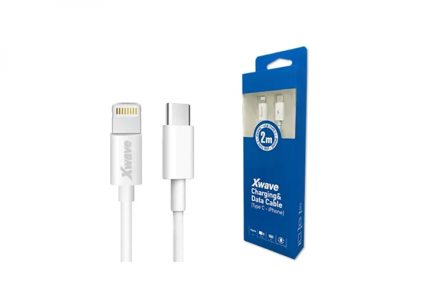 Xwave Kabl USB Tip-C za IPHONE 2M 3A,lightning aluminium,beli