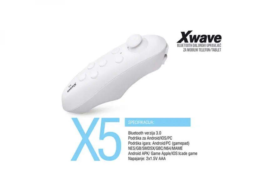 Xwave X5 beli BT daljinski upravljač za mobil/smart TV/IOS/PC/Android