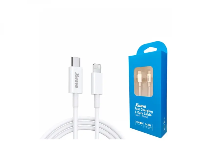 Xwave Kabl USB Tip-C za IPHONE 1M 3A 20W,brzo punjenje,bakar,beli