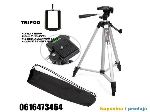 Tripod / Stativ 135 cm Torba i Držač za mobilni telefon