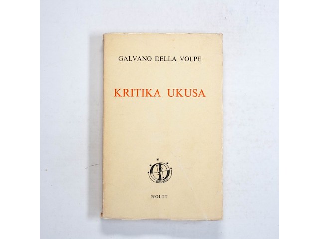 Kritika ukusa, Galvano Della Volpe