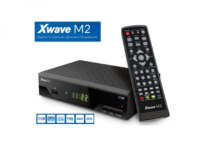 Xwave M2 DVB-T2 Set Top Box,LED,scart,HDMI,RF in-out,USB,media player,metalno kućište