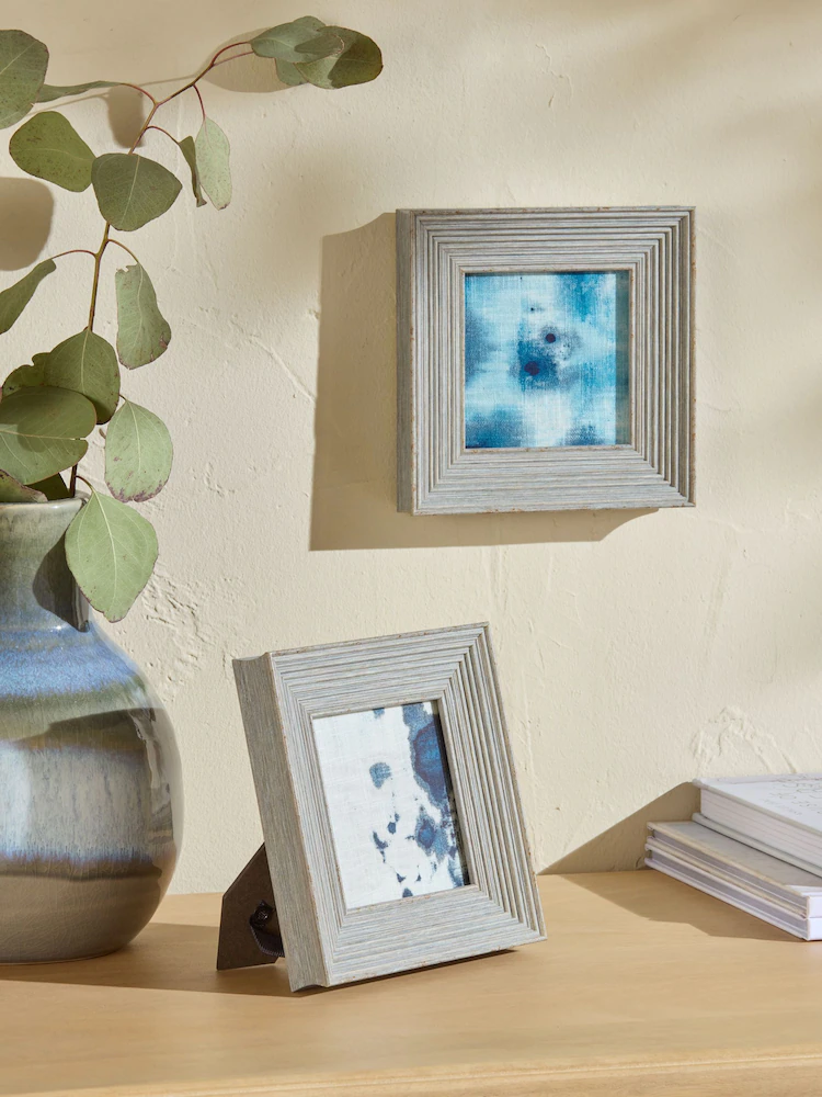 Set of 2 Grey Distressed Wood Effect Photo Frames