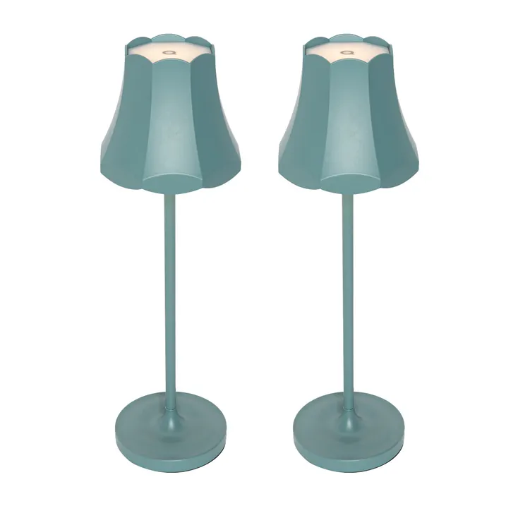 Set od 2 retro stolnjače lampe mineralno plave boje sa mogućnošću punjenja IP44 - Granny