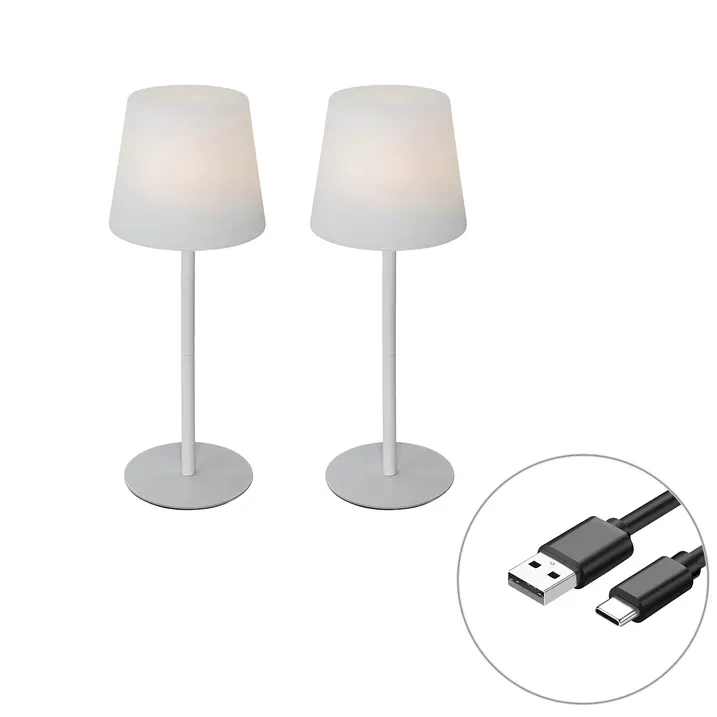 Set od 2 Punačke Stolne Lampe Bele 40 cm IP54 - Jude