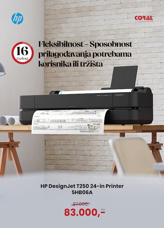 HP DesignJet T250 24-in Printer, 5HB06A