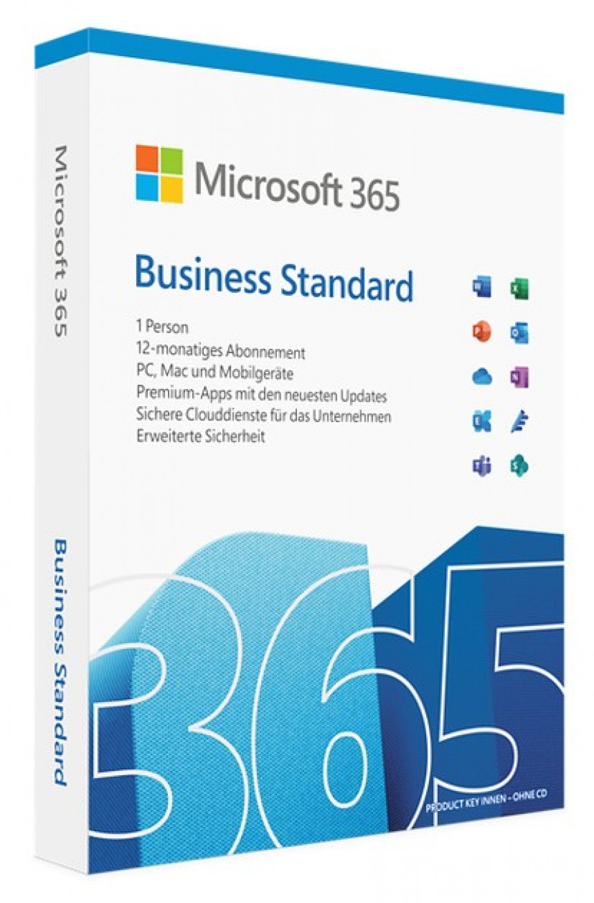 Microsoft M365 Bus Standard Retail English Sub 1YR CEE Only Medialess P8