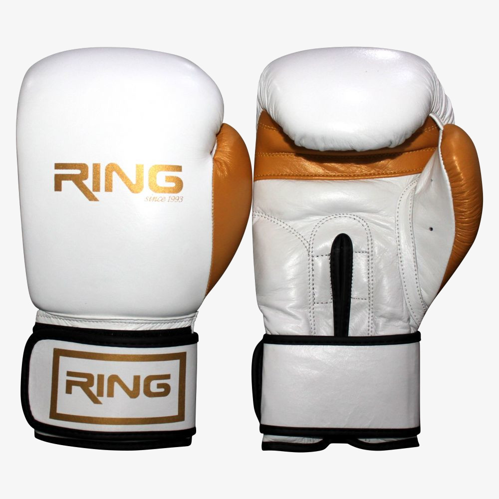 Ring Sport RS 3211-10 white – Rukavice za boks 10 OZ kozne