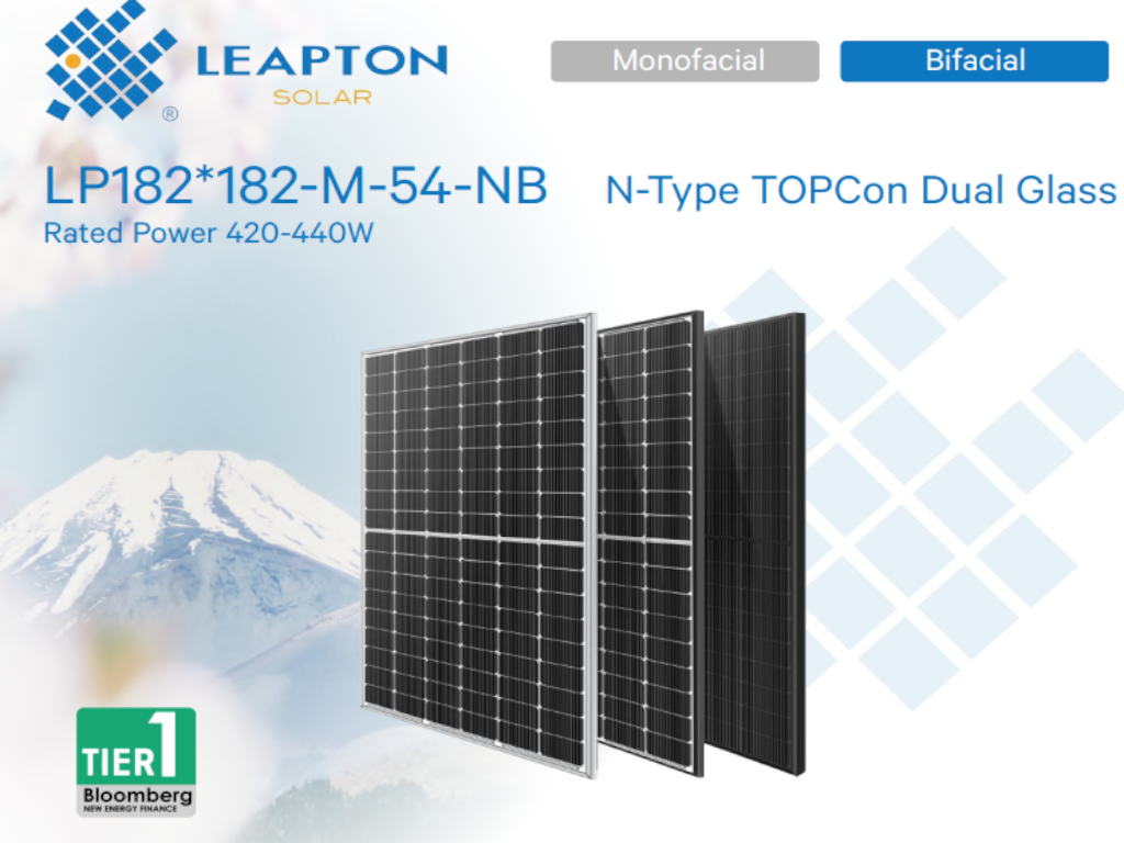 Leapton Energy PV modul,440W,BF,N Tip,1100mm, black frame