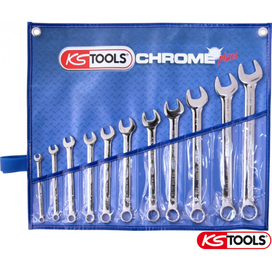 CHROME+ combination spanner set, 11pcs