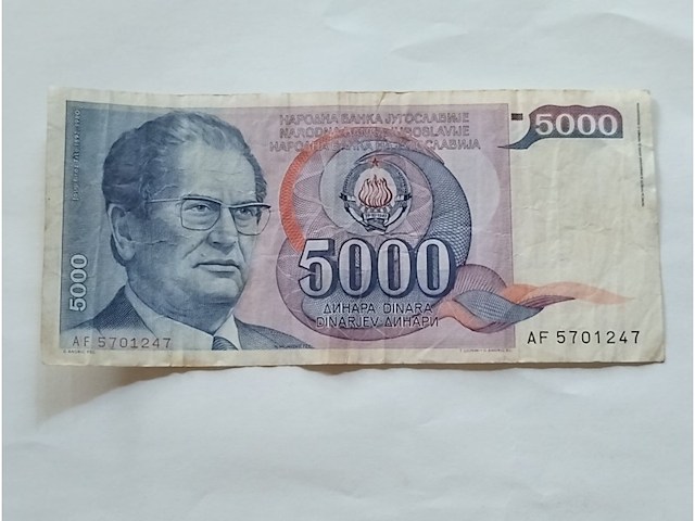 5000 Dinara 1985.g - SFRJ - Tito -