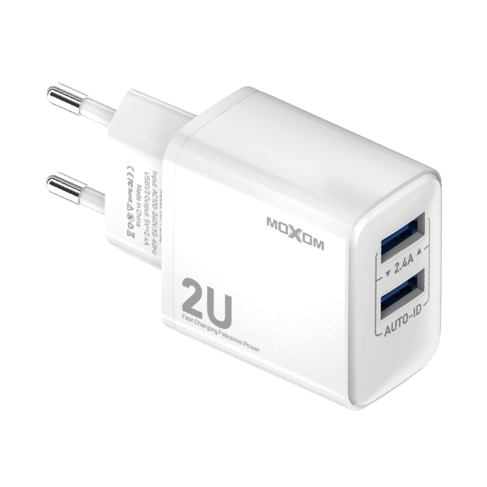 Kucni punjac Moxom MX-HC130 2.4A 2xUSB Type C beli (MS)