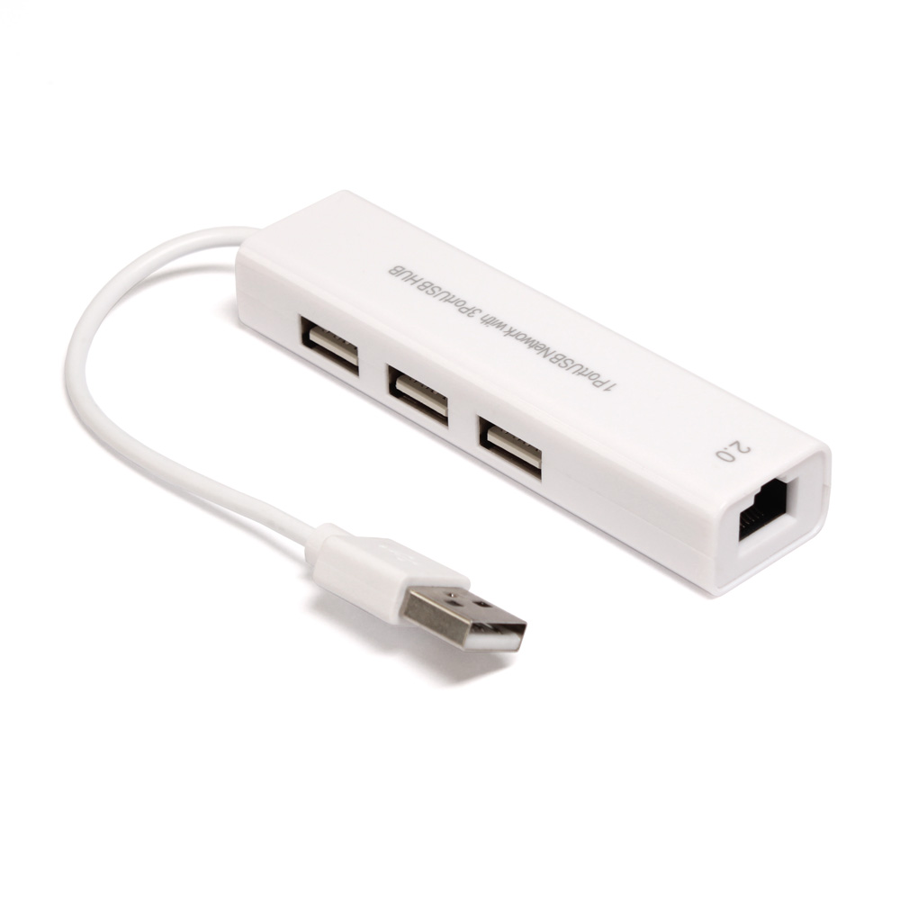 Adapter USB 2.0 na RJ45 i USB HUB 3 porta 2u1 JWD-U25