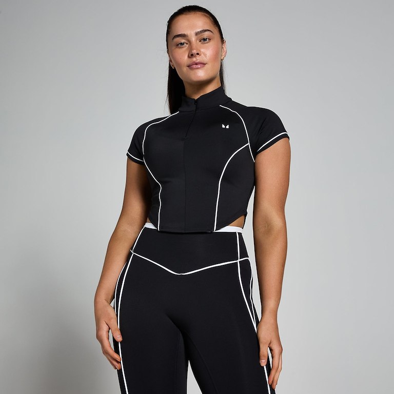 MP Women's Tempo Contrast Piping 1/4 Zip Top - ženska majica sa rajsferšlusom - crna