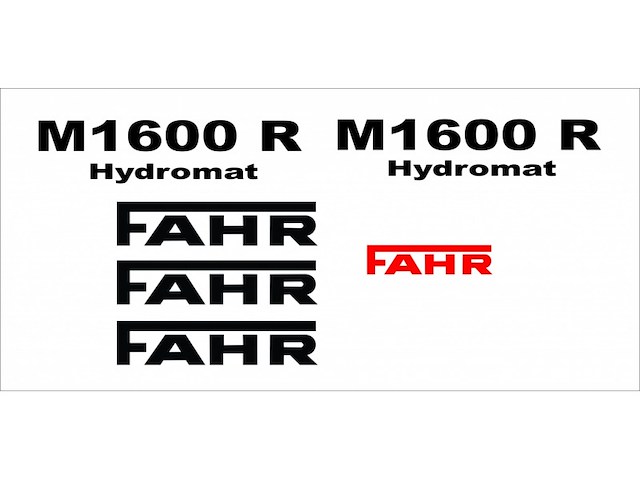 FAHR M1600 R Hydromat - Nalepnice za kombajn