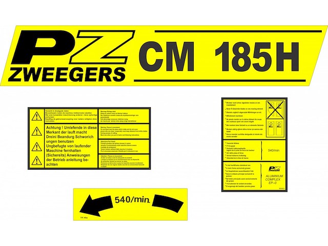 PZ ZWEEGERS CM 185H - Nalepnice za kosilicu