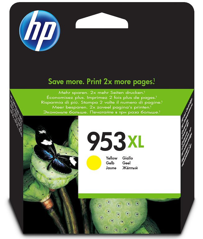 HP 953XL High Yield Yellow Original Ink Cartridge, F6U18AE