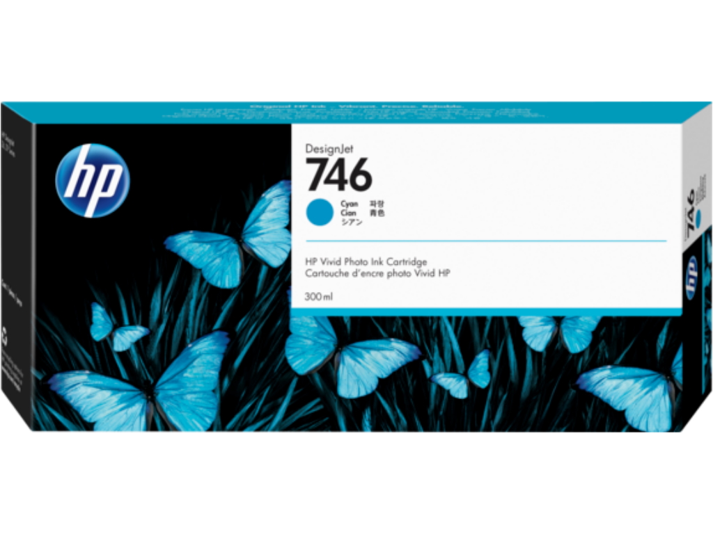 HP 746 300-ml Cyan DesignJet Ink Cartridge, P2V80A