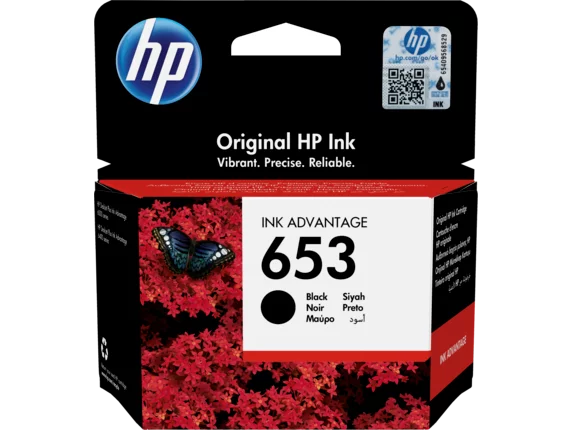 HP 653 Black Original Ink Advantage Cartridge, 3YM75AE