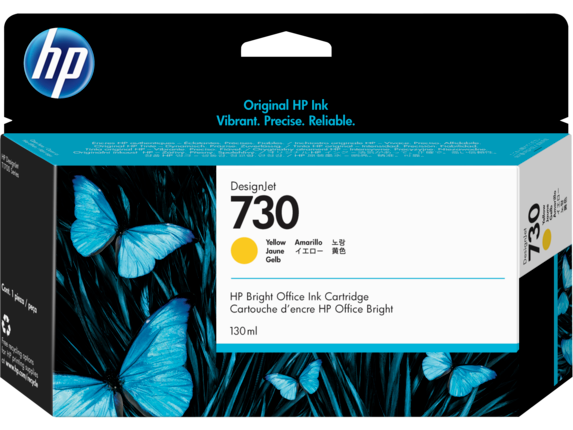 HP 730 130-ml Yellow DesignJet Ink Cartridge, P2V64A