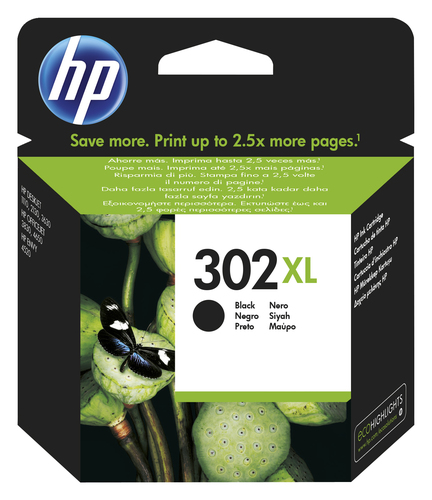 HP 302XL High Yield Black Original Ink Cartridge, F6U68AE