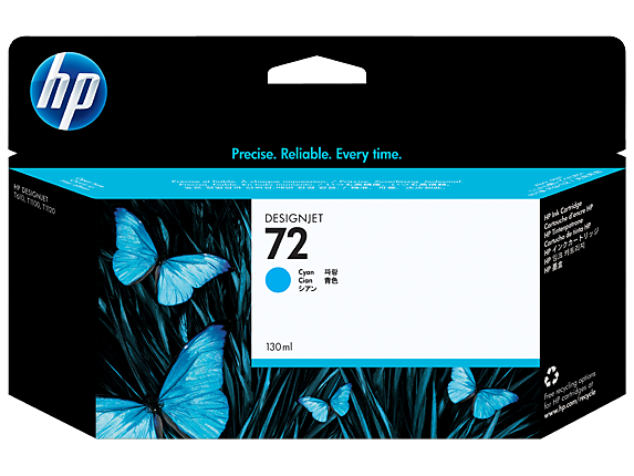 HP 72 130-ml Cyan DesignJet Ink Cartridge, C9371A