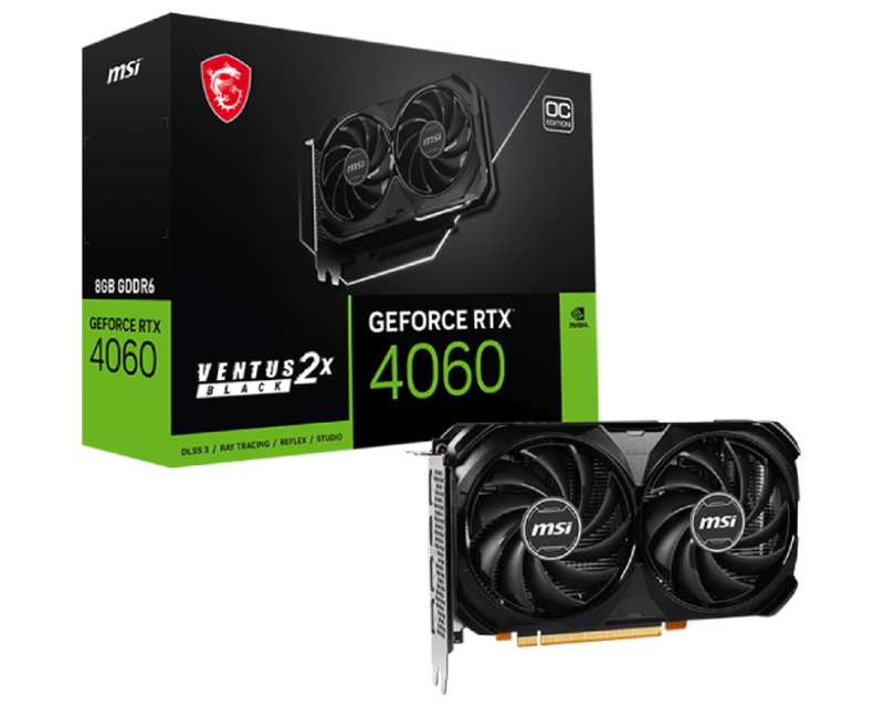 MSI GeForce RTX™ 4060 VENTUS 2X BLACK 8G OC, grafička karta