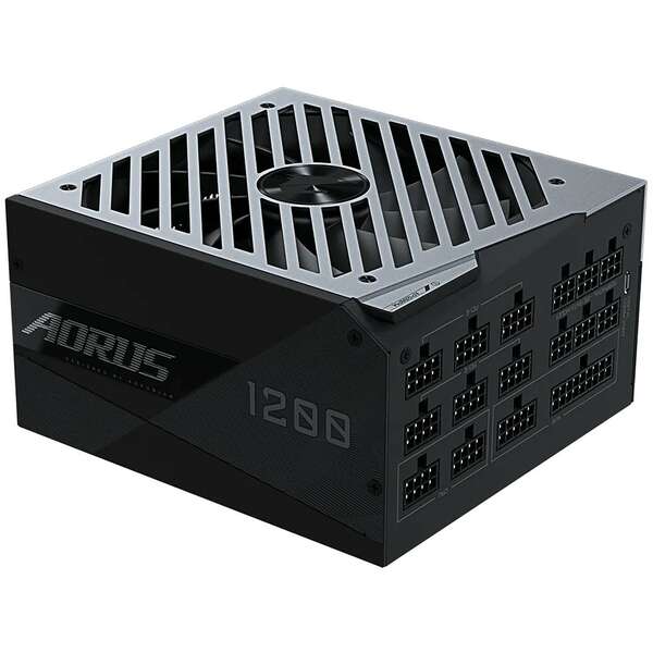 AORUS 1200W, 80 PLUS Platinum certified, Digital LCD monitor, 100% Japanese capacitors, 140mm smart double ball bearing fan, Fan dust removal function